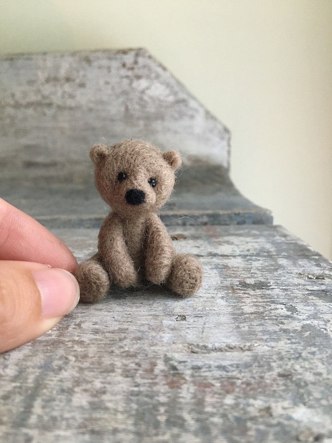 Miniature Teddy Bear Needle Felted Tan Light Brown Wool Teddy Bear One ...