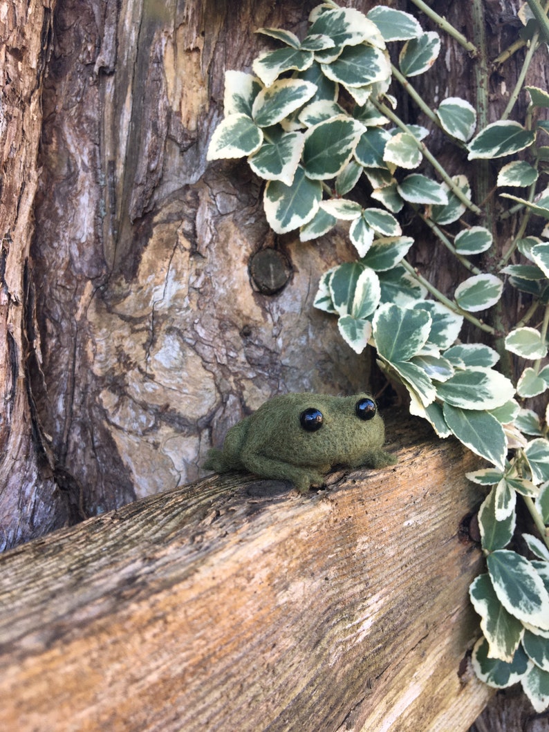 Needle Felted Green Frog Wool Sculpture Realistic Frog Art Gift for ...