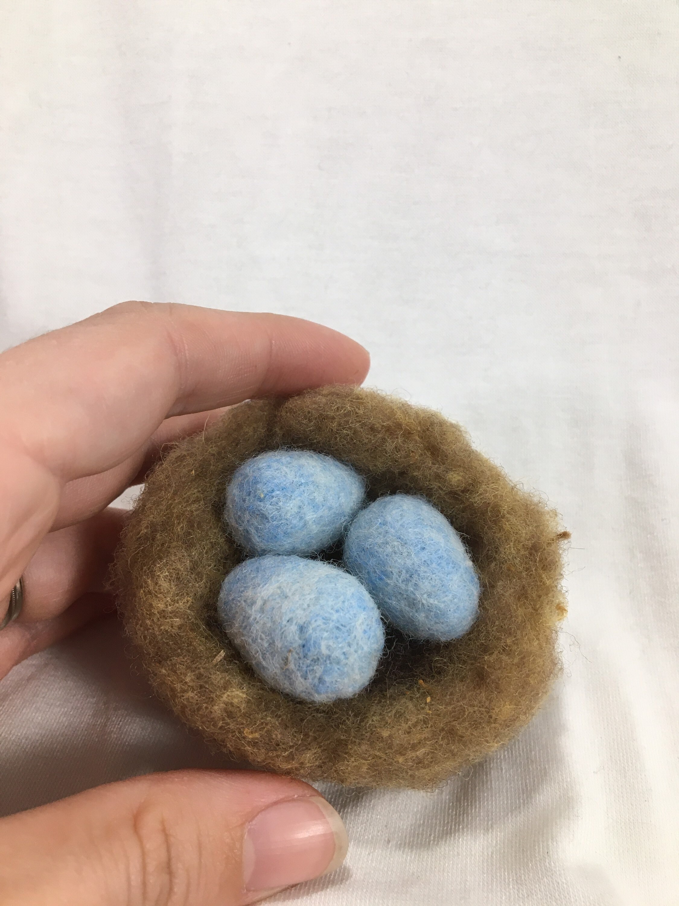 Needle Felted Bird Nest with 3 Eggs Felted wool Robins Nest | Etsy