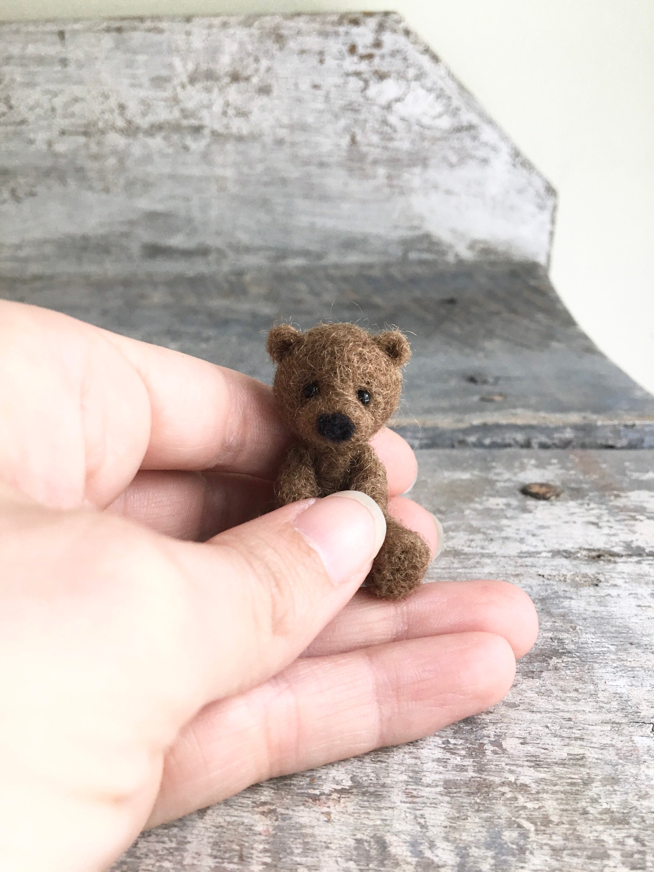 Miniature Teddy Bear Needle Felted Brown Wool Teddy Bear One - Etsy