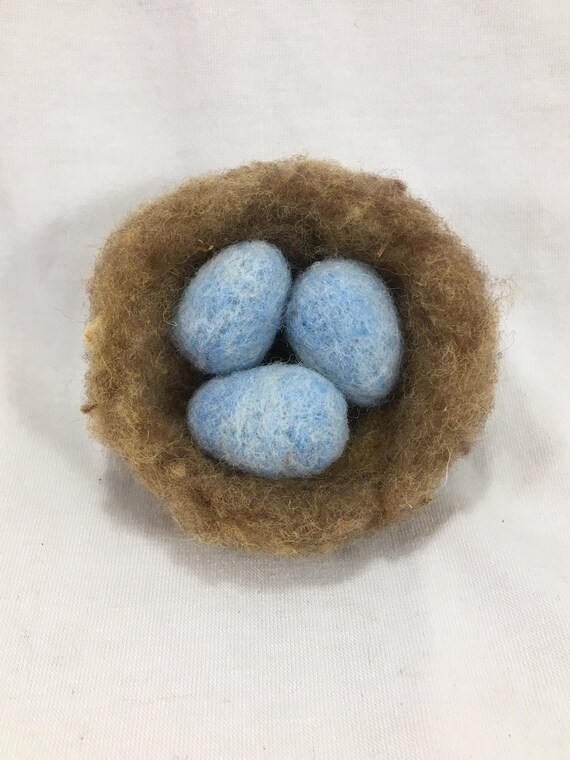 Needle Felted Bird Nest with 3 Eggs Felted wool Robins Nest | Etsy