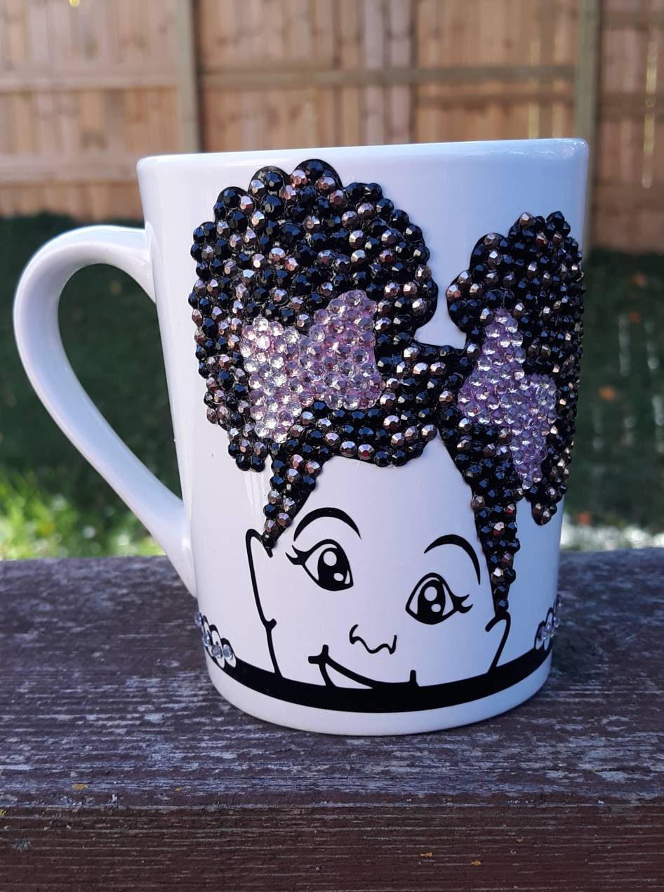 Peek-a-boo, Bling Mug, Afro Girl Mug, Rhinstone Mug, Peekaboo Mug ...