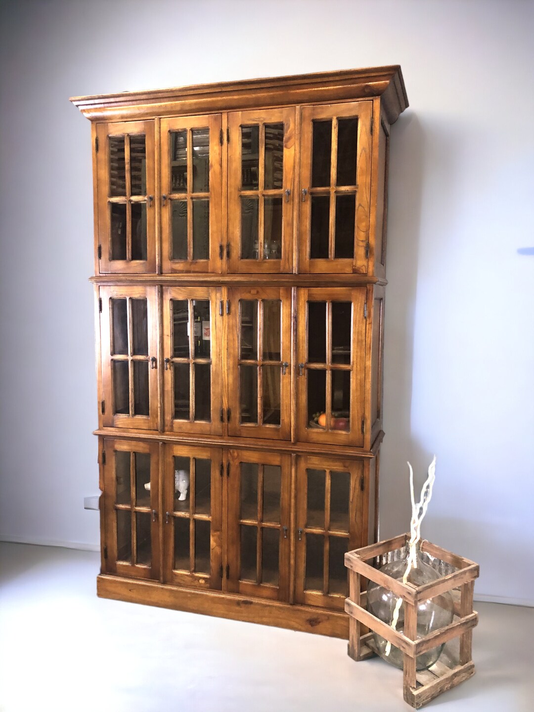 4'10" Triple Stack Cabinet, Walnut Kitchen Cabinet, Bookcase, Kitchen ...