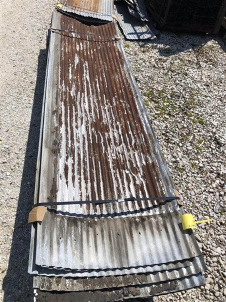 7 Sheets Barn Tin, Corrugated Metal, Reclaimed Salvage, 8' Long 112 Sq ...