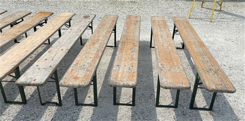 10 Vintage German Beer Garden Benches, Portable Industrial Wood Bench ...