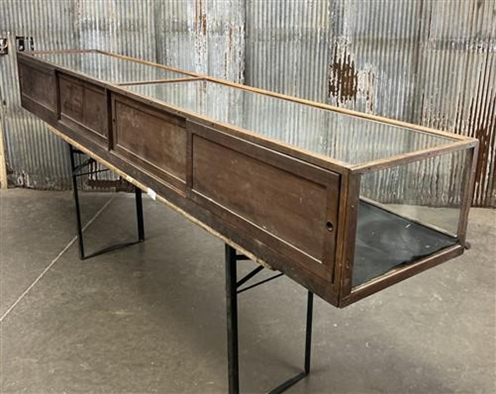 Wood Framed Countertop Glass Case, Vintage Retail Store Showcase ...