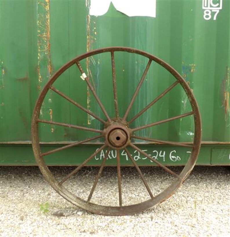 2 Cast Iron Implement Wheels, Wagon Wheel, Tractor Steel Rims ...