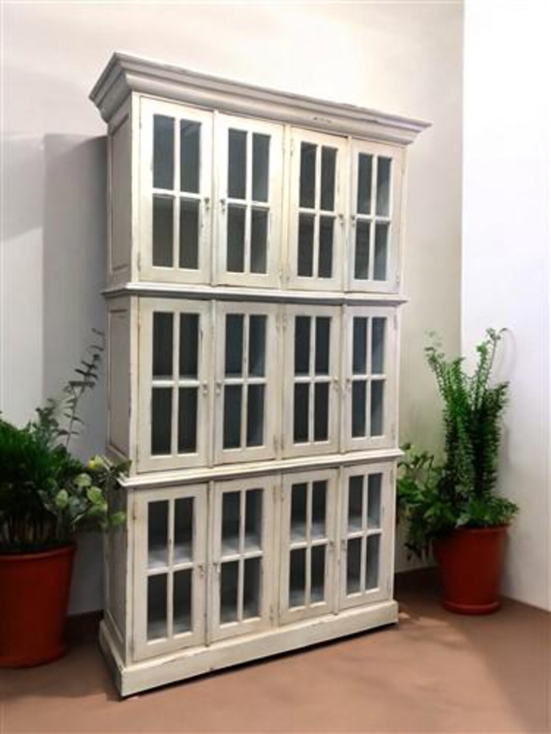 4'10" Triple Stack Cabinet, White Kitchen Cabinet, Bookcase, Storage J ...