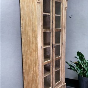 Library Bookcase, 2 Door Natural Display Case, Showcase, Kitchen ...