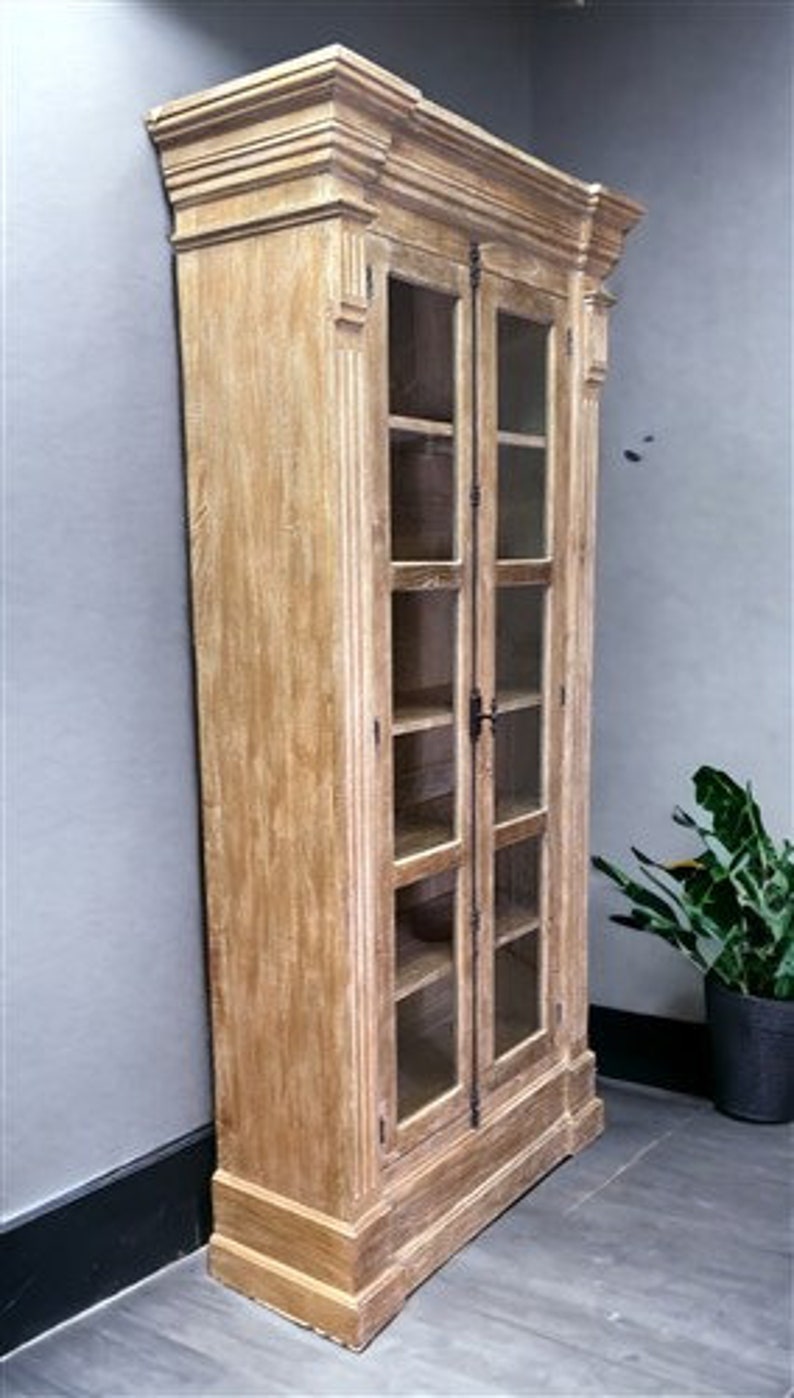 Library Bookcase, 2 Door Natural Display Case, Showcase, Kitchen ...