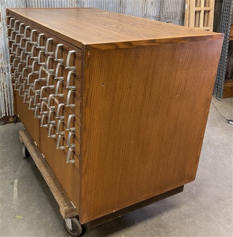 120 Drawer Card Catalog Cabinet, Vintage Library Card File Cabinet ...