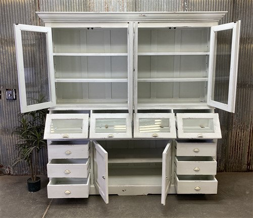 Flat Front White Kitchen Hutch Cabinet, Kitchen Pantry Storage, Wood ...