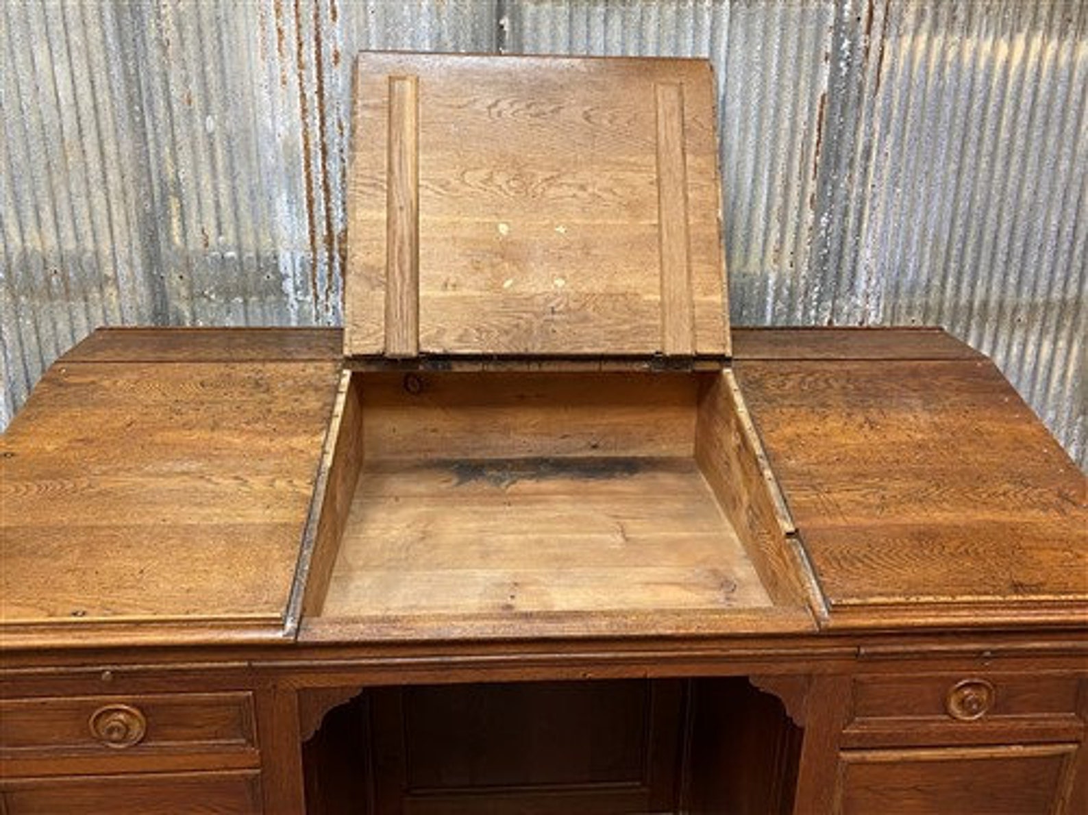 Vintage Oak Slant Front Desk, Standing Desk, Wood Furniture, Secretary ...
