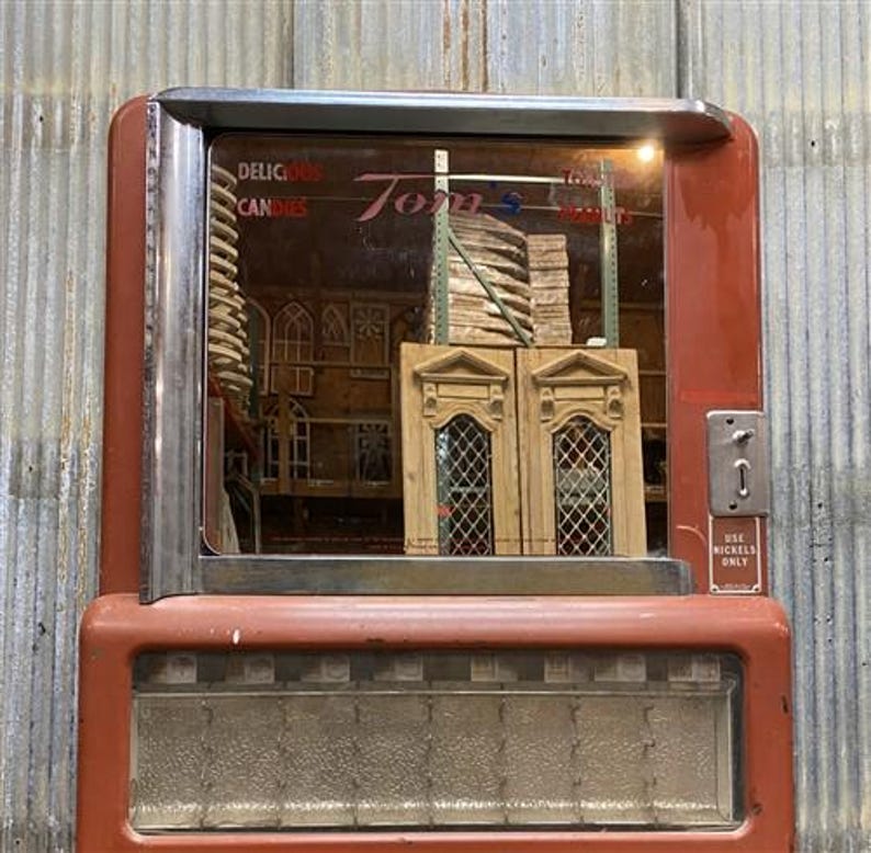 Vintage Tom's Toasted Peanuts Vending Machine, Candy Vending Machine ...