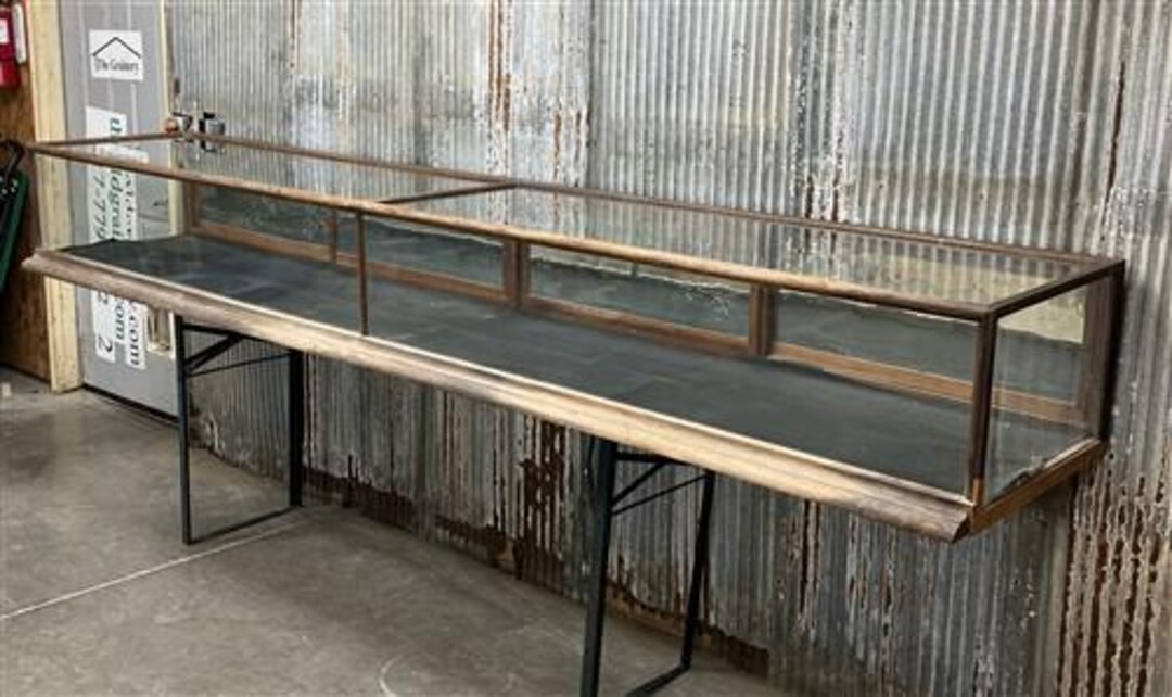 Wood Framed Countertop Glass Case, Vintage Retail Store Showcase ...