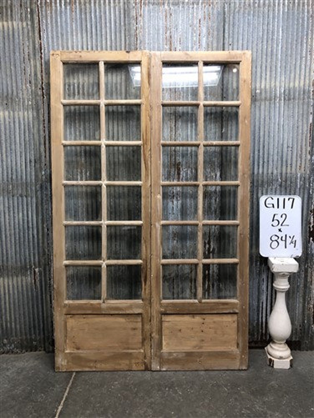 Antique French Double Doors (52x84.5) 12 Glass Pane Doors, European ...