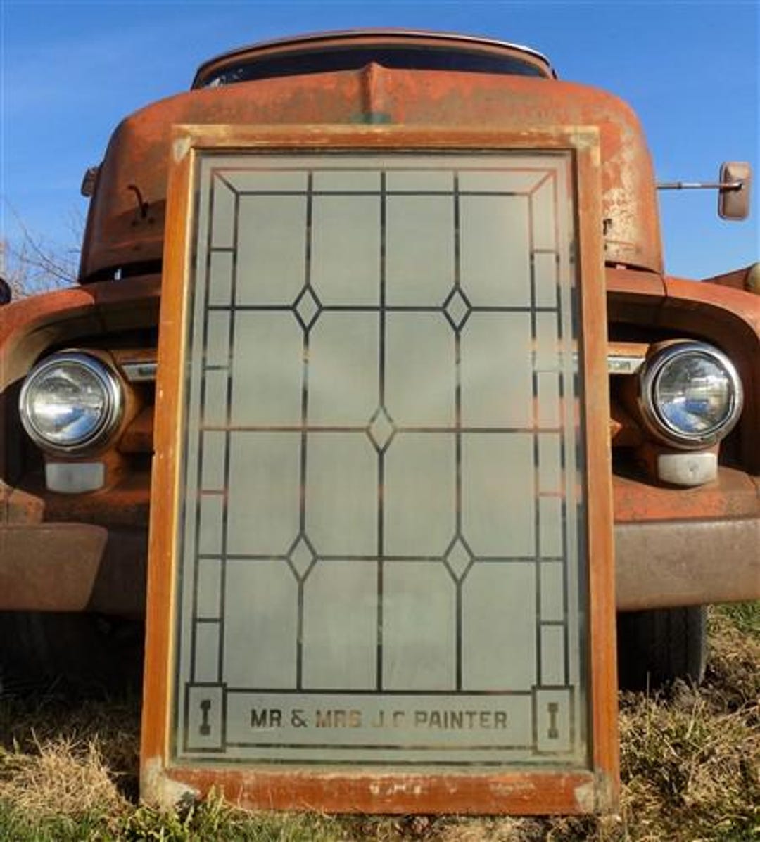 Etched Frosted Clear Glass Vintage Church Window, Architectural Art ...