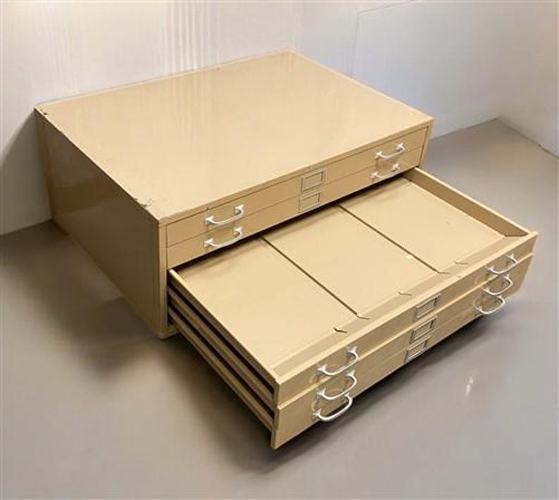 5 Drawer Filing Cabinet, Flat Document File, Paper Tray Blueprint Map ...