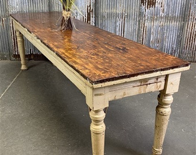 Vintage Harvest Table, Wood Farmhouse Table, Rustic Farm Table, Kitchen ...