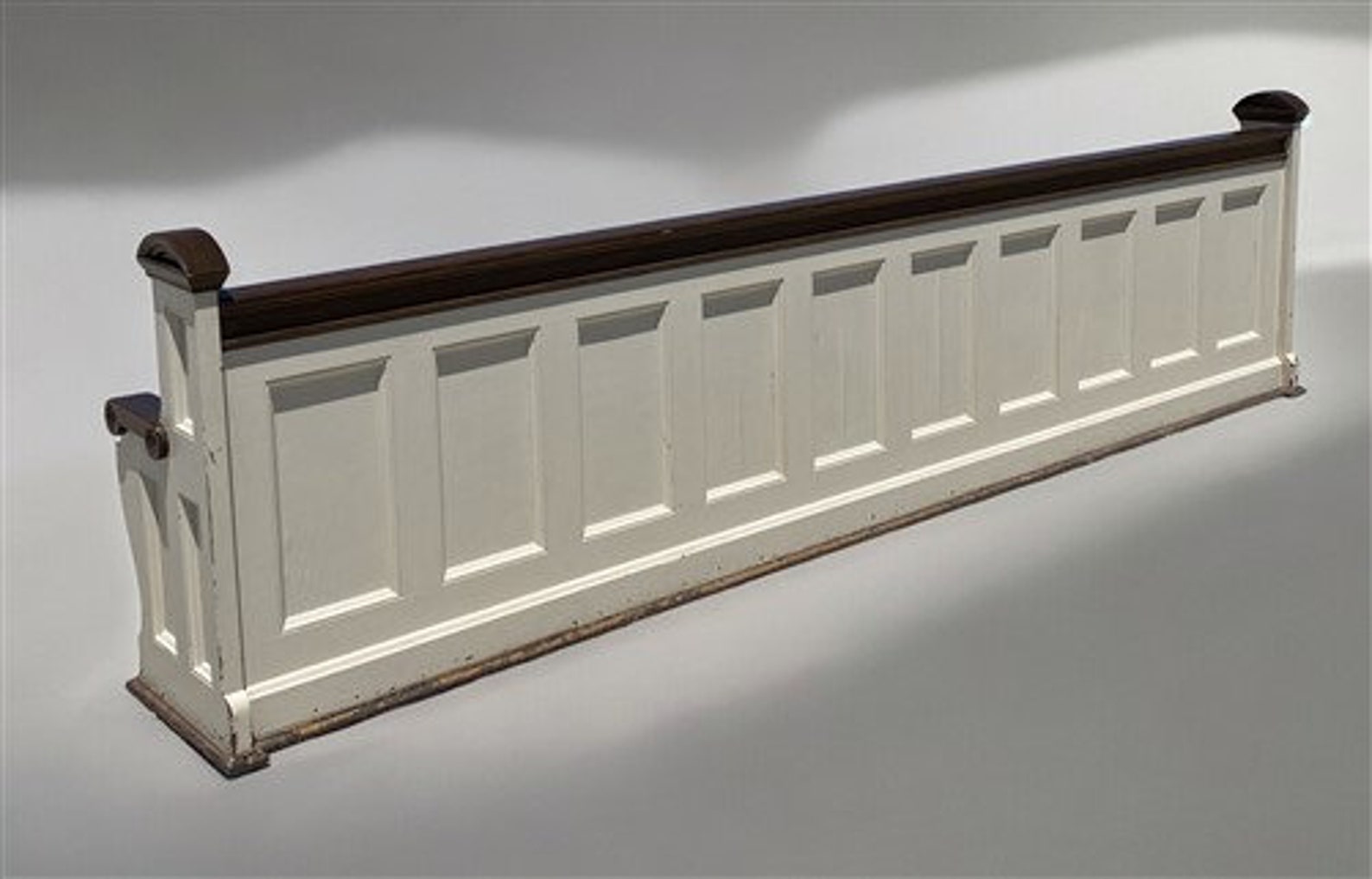 11' 9 Vintage Church Pew, Paneled Back Pew, Wooden Bench, Dining ...