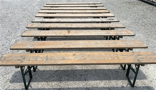 10 Vintage German Beer Garden Benches, Portable Industrial Wood Bench ...