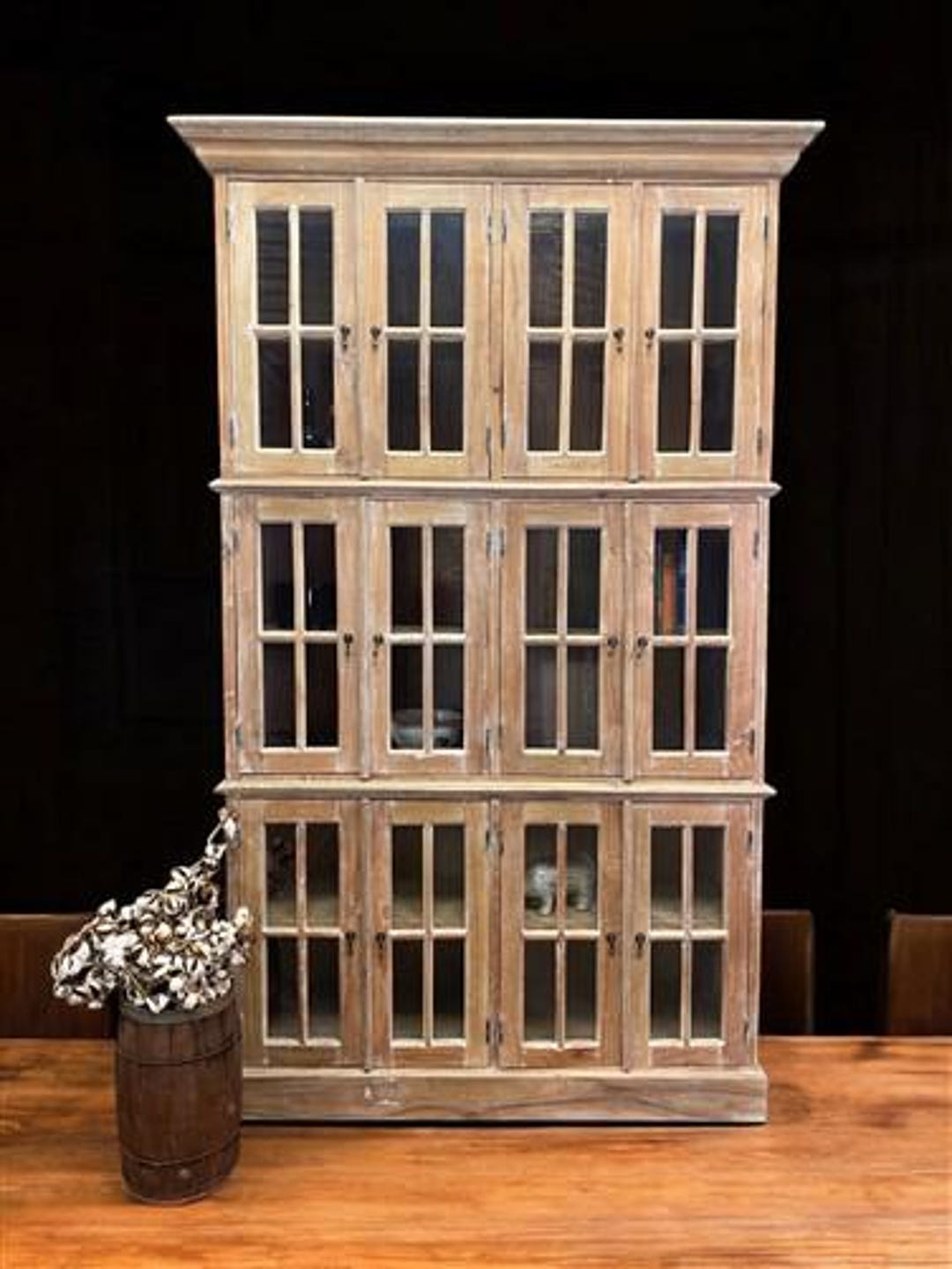 4'10" Triple Stack Cabinet, Natural Kitchen Cabinet, Bookcase, Kitchen ...