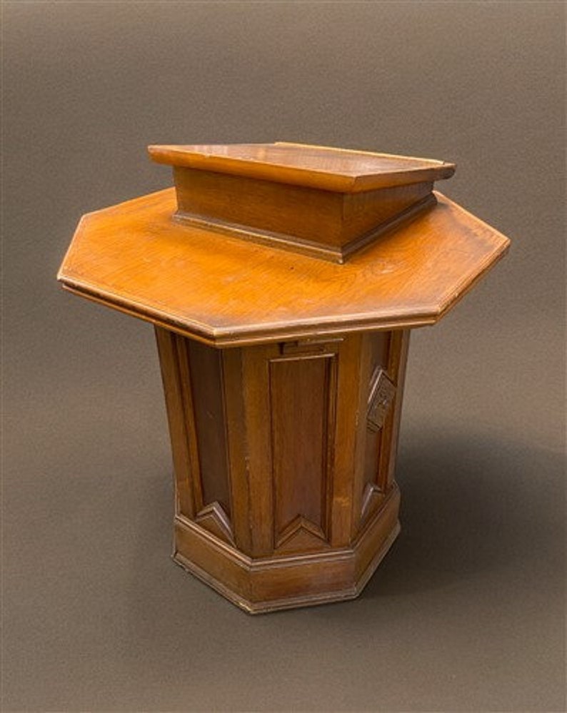 Wood Christian Church Pulpit Lectern, Vintage Octagonal Podium ...