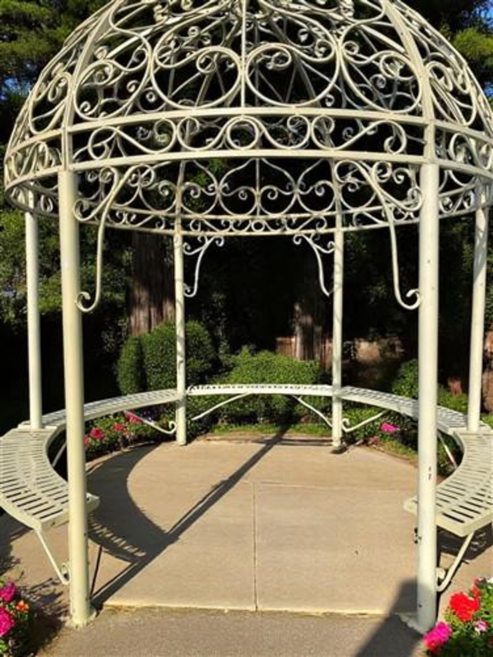 Elegant Swirl Gazebo With Bench, Dome Roof, Metal Pergola, Outdoor ...