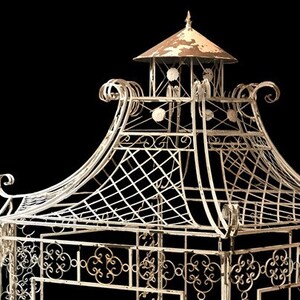 Large Garden Gazebo Dome Roof, Iron Metal Pergola Outdoor Patio Gazebo ...