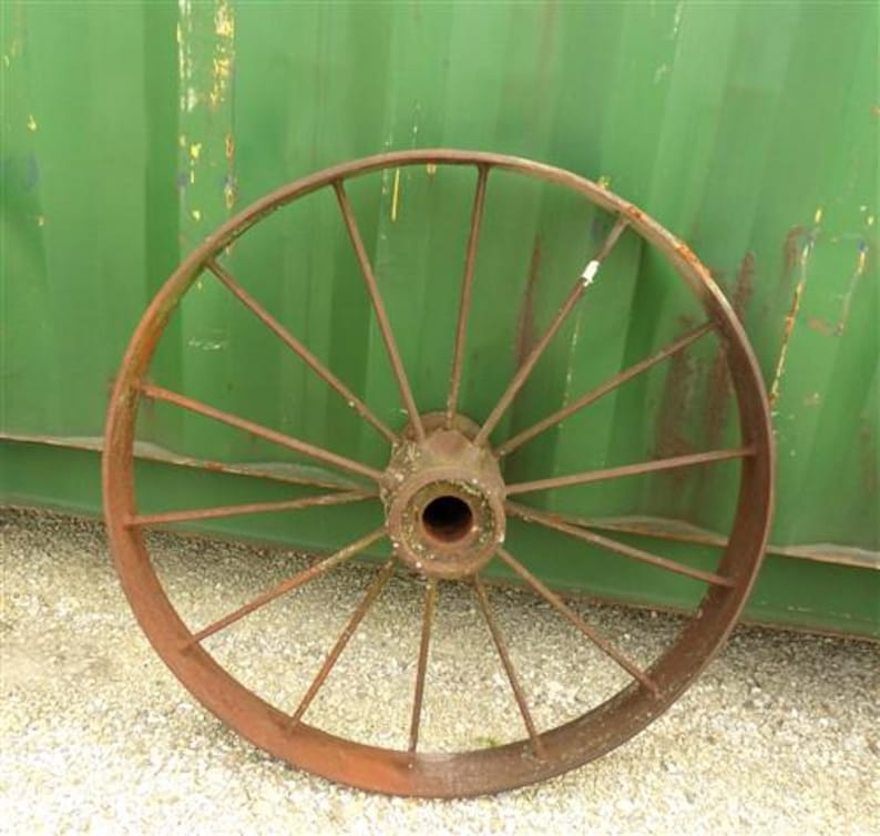 2 Cast Iron Implement Wheels, Wagon Wheel, Tractor Steel Rims ...