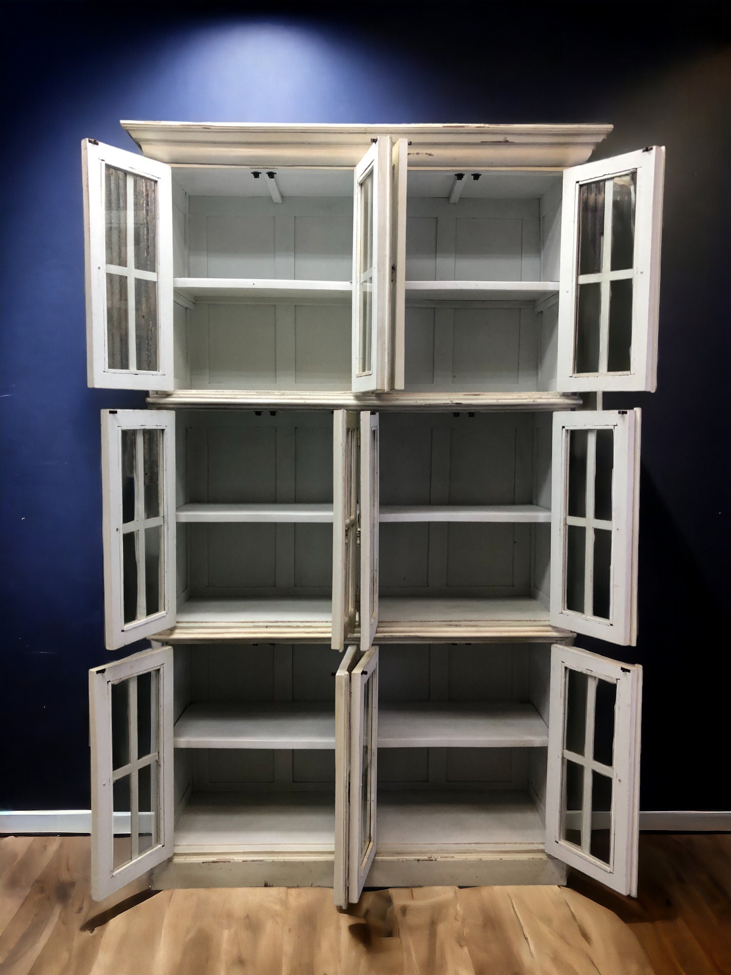 4'10 Triple Stack Cabinet, Antique White Kitchen Cabinet, Bookcase ...