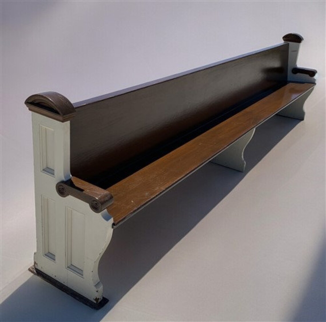 11' 9 Vintage Church Pew, Paneled Back Pew, Wooden Bench, Dining ...