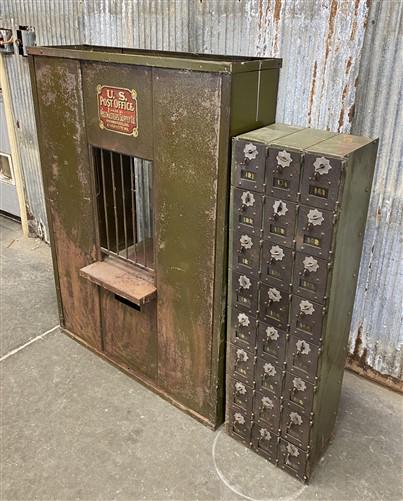 U.S. Post Office Station and 24 Mailbox Cabinet, Vintage PO Box Sorting ...