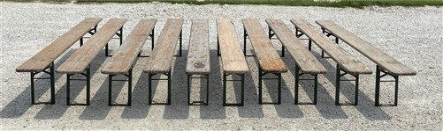 10 Vintage German Beer Garden Benches, Portable Industrial Wood Bench ...