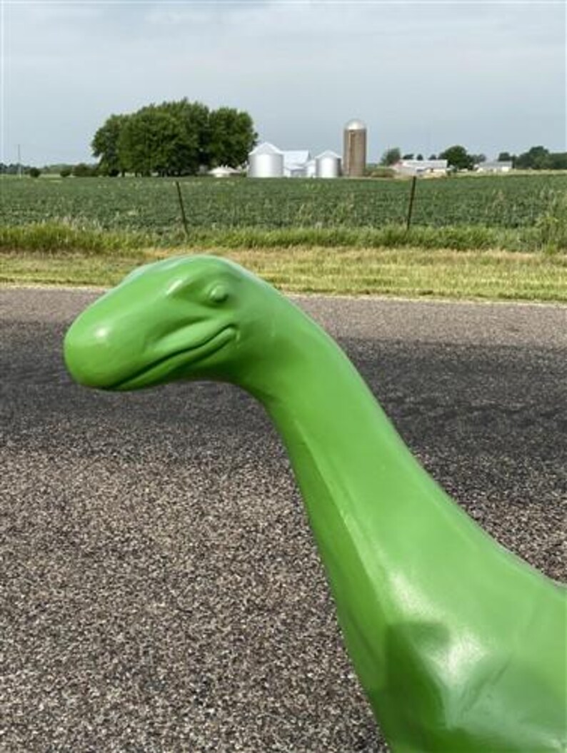 Sinclair Dinosaur Statue, Green Cast Aluminum Brontosaurus, Jurassic ...