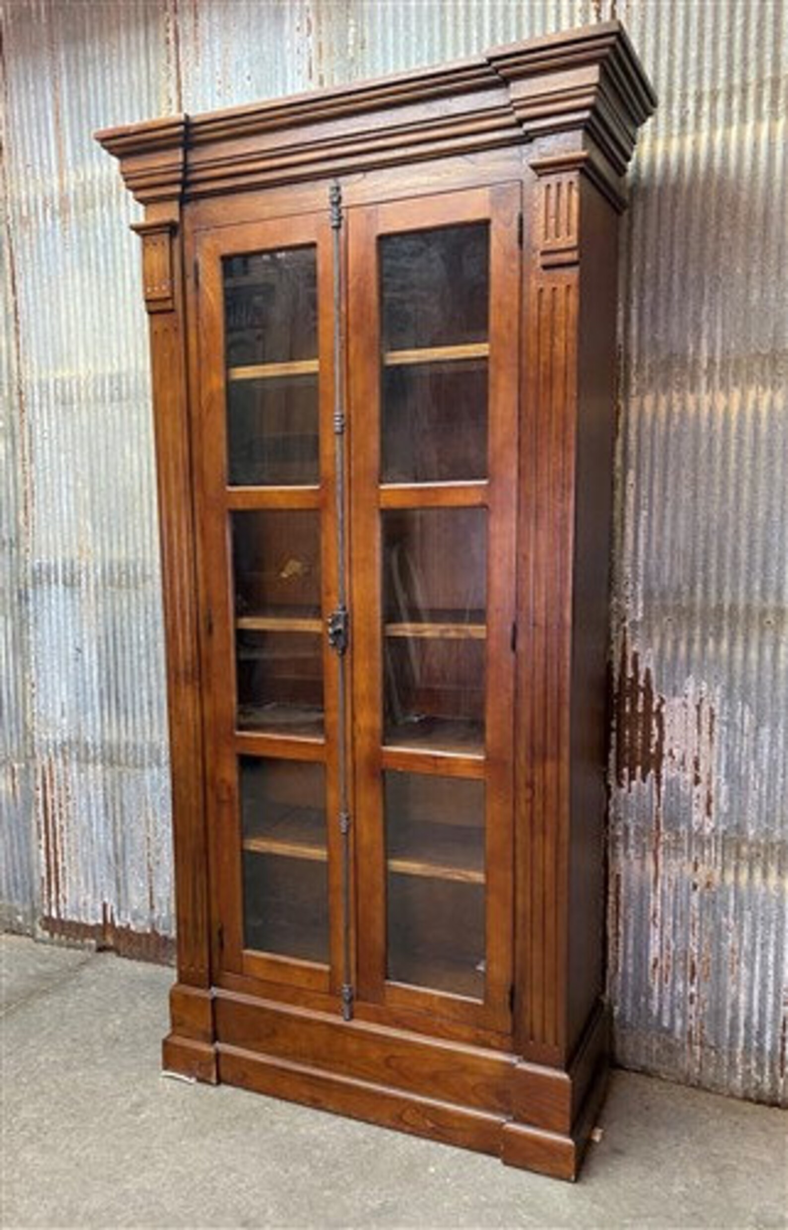 Library Bookcase 2 Door Walnut Display Case Kitchen Cabinet - Etsy