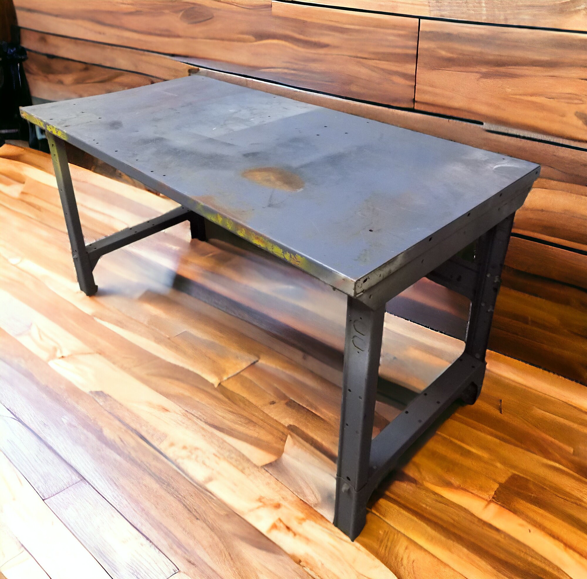 Vintage Industrial Metal Work Table, Kitchen Island,gray Steel ...