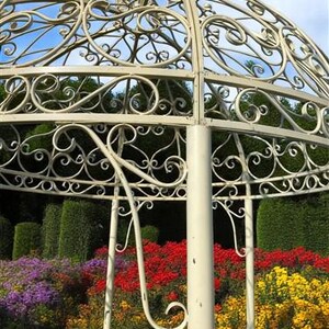 Elegant Swirl Gazebo With Bench, Dome Roof, Metal Pergola, Outdoor ...