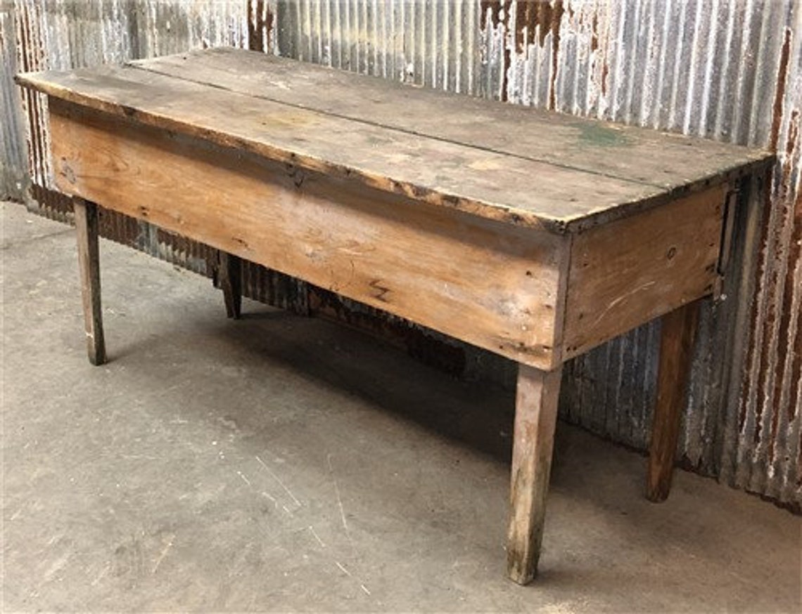 Primitive Wood Table Vintage Farmhouse Desk Rustic Farm | Etsy