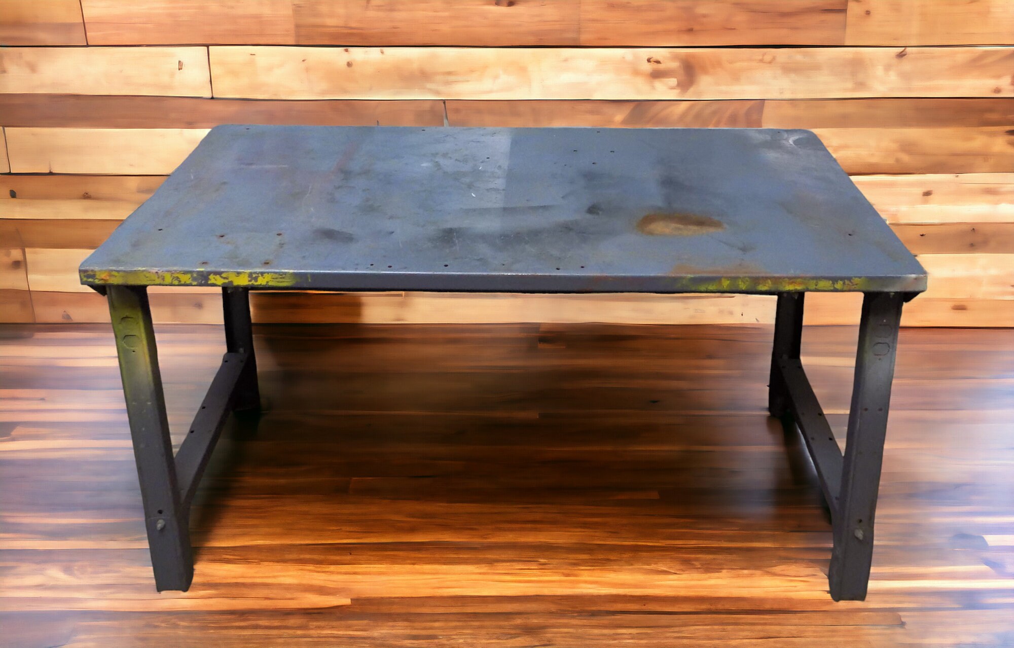 Vintage Industrial Metal Work Table Kitchen Island Gray Steel