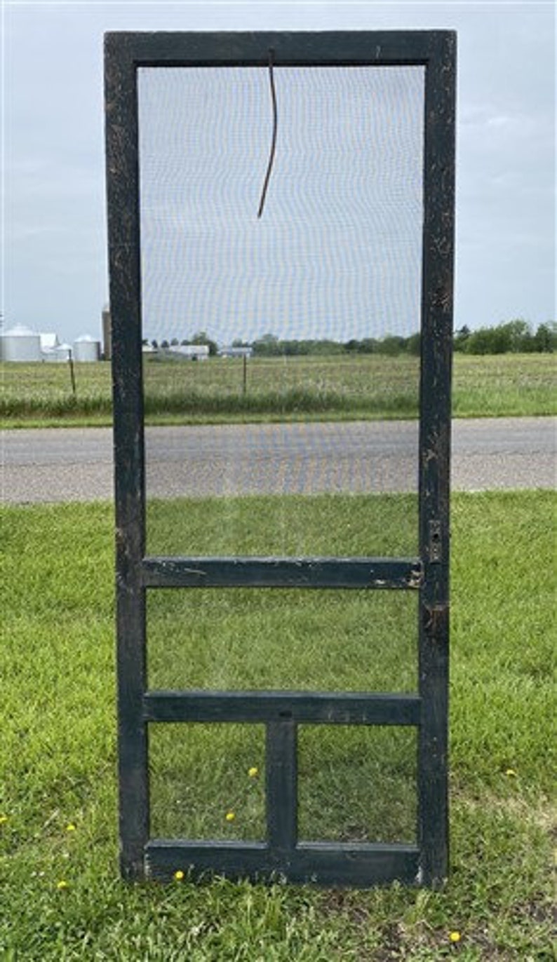 Wood Screen Porch Door, (37.75x96), Vintage Green Screen Door, Exterior ...