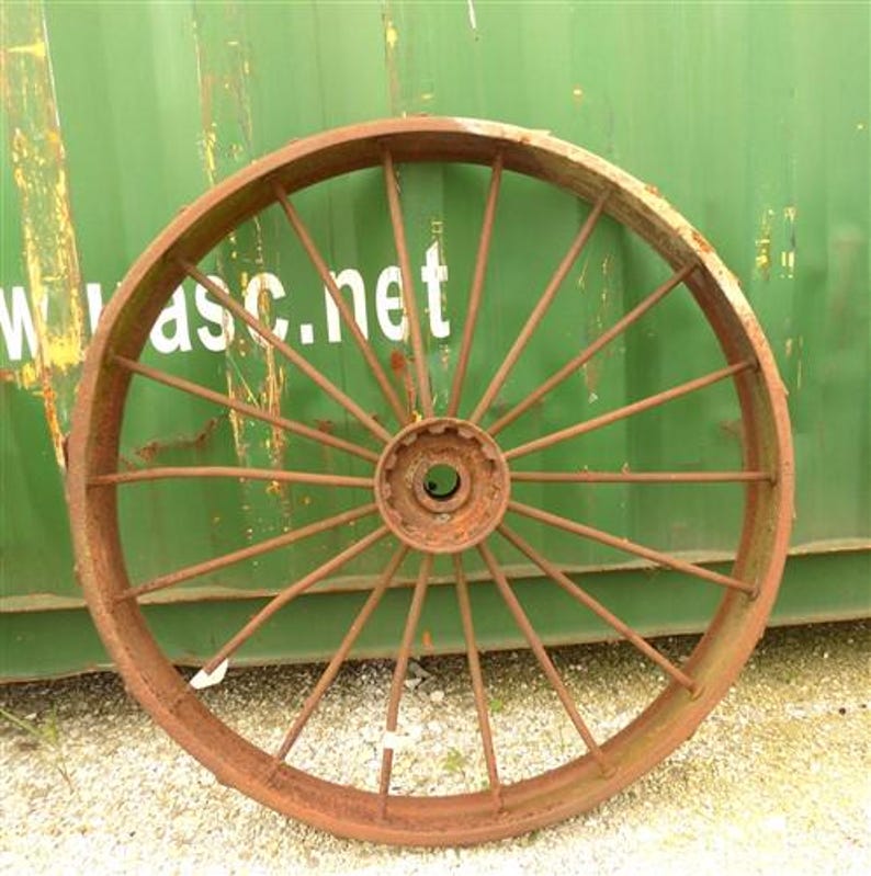 2 Cast Iron Implement Wheels, Wagon Wheel, Tractor Steel Rims ...