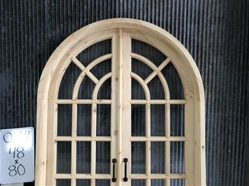 Arched French Double Door (48x80) 14 Pane Glass Door European Styled W ...