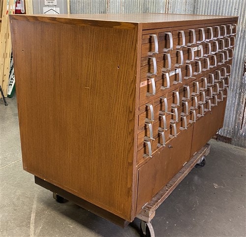 120 Drawer Card Catalog Cabinet, Vintage Library Card File Cabinet ...