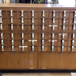 120 Drawer Card Catalog Cabinet, Vintage Library Card File Cabinet ...
