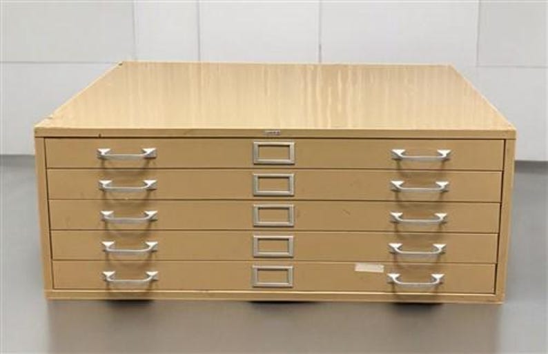 5 Drawer Filing Cabinet, Flat Document File, Paper Tray Blueprint Map ...