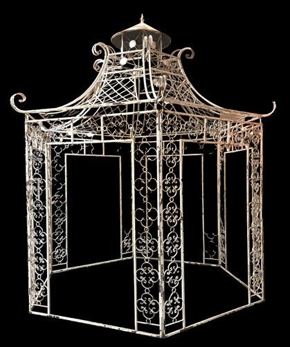 Large Garden Gazebo Dome Roof, Iron Metal Pergola Outdoor Patio Gazebo ...
