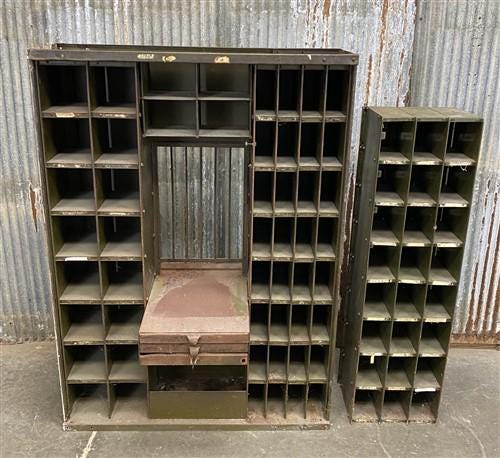 U.S. Post Office Station and 24 Mailbox Cabinet, Vintage PO Box Sorting ...