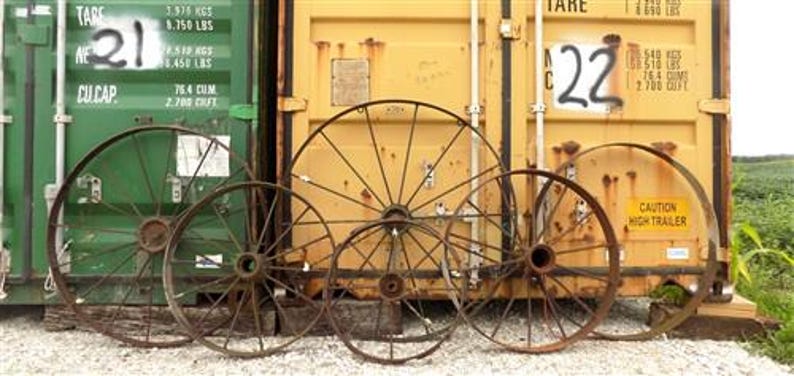 6 Cast Iron Implement Wheels, Wagon Wheel, Tractor Steel Rims ...