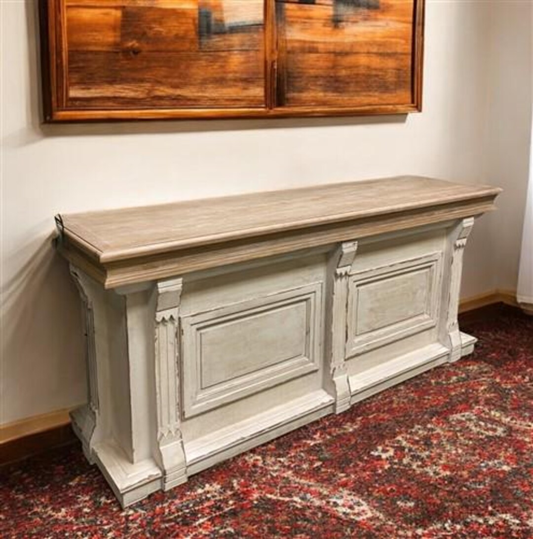 7' White Store Counter, Kitchen Island, Display Table, Tavern Front Bar ...